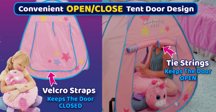 Happy Nappers HideAway Pets | 2-in-1 Plush Pet Toy With A Play Tent Inside!