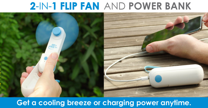Go Fan Flip | Rechargeable Flip Fan With Built In Power Bank