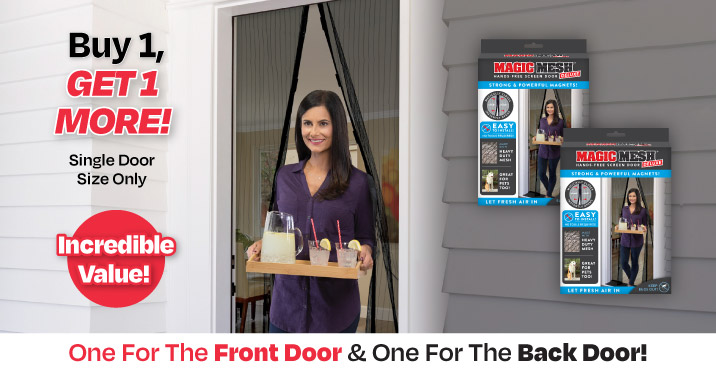 Magic Mesh® Deluxe Hands-Free Screen Door | Mesh Door Screen with Self ...